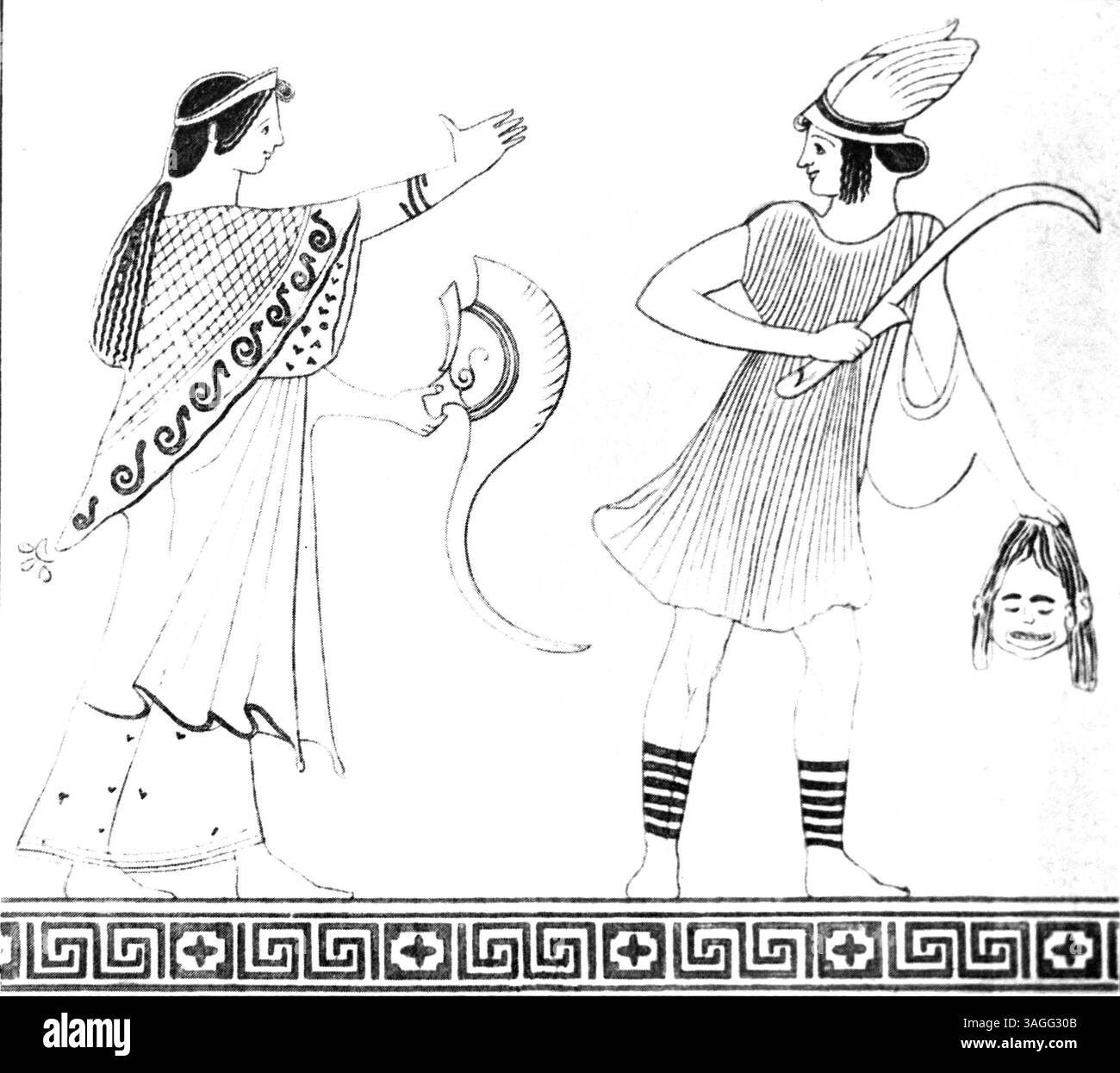 Perseus with the head of the Gorgon, ancient painting on pot Stock ...