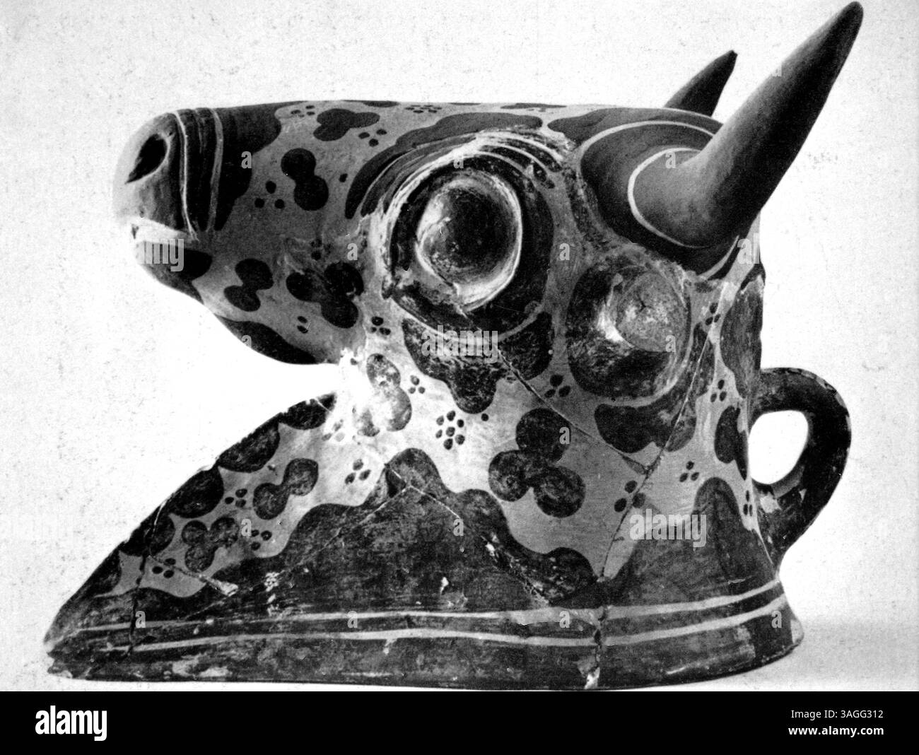 Rhyton in the shape of a bull's head, terracotta, ancient Greek art ...