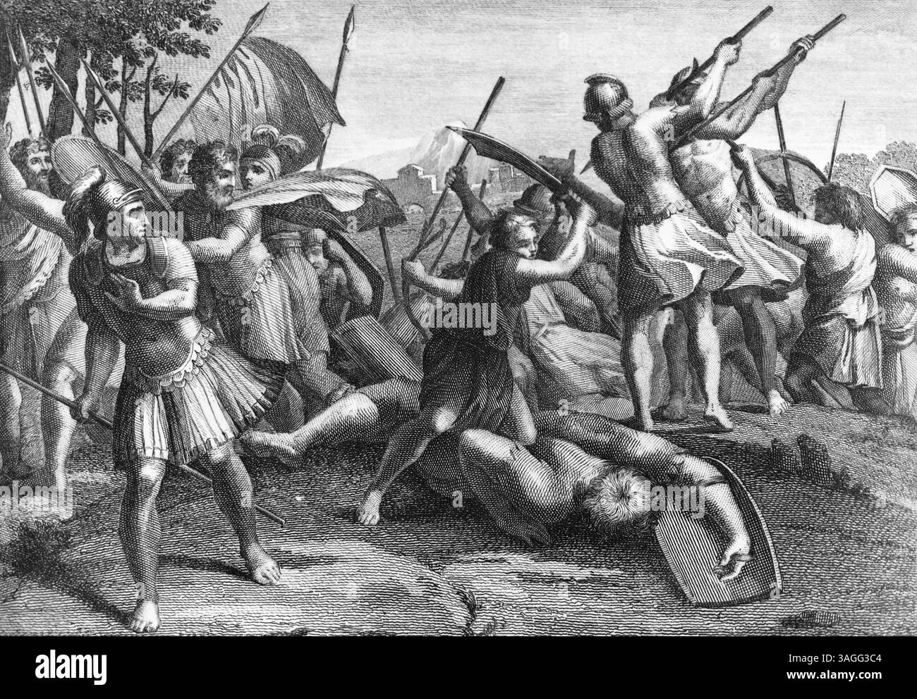 David kills the giant Goliath, illustration Stock Photo - Alamy
