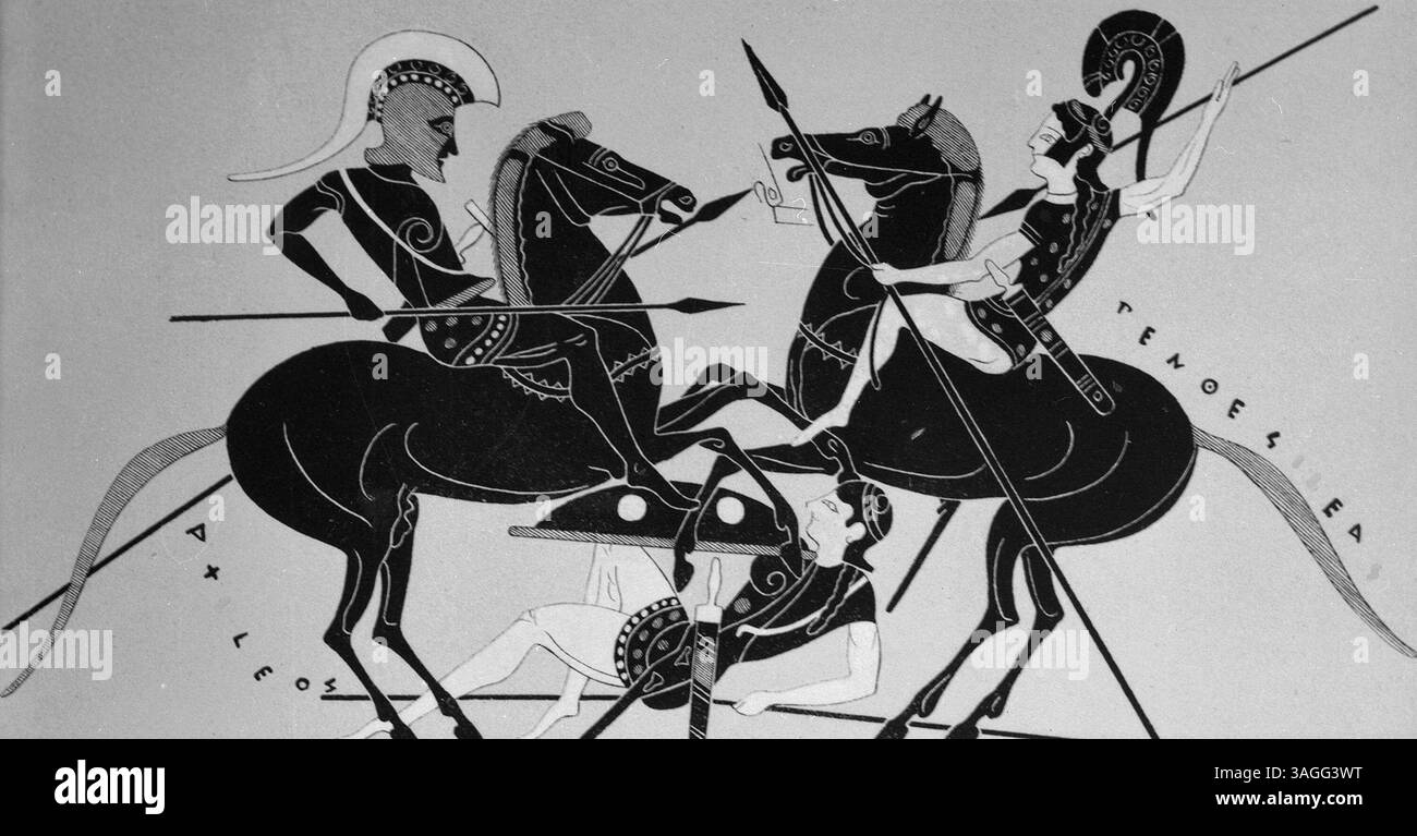 Warrior of Ancient Greece fighting, illustration Stock Photo - Alamy