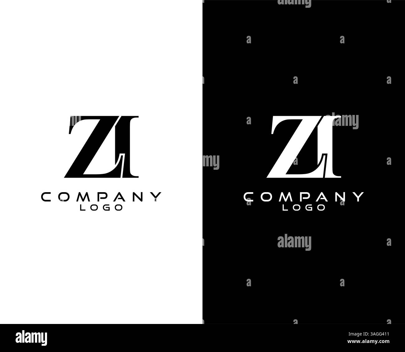 ZI, IZ letter logo black and white color vector for business and company Stock Vector Image ...