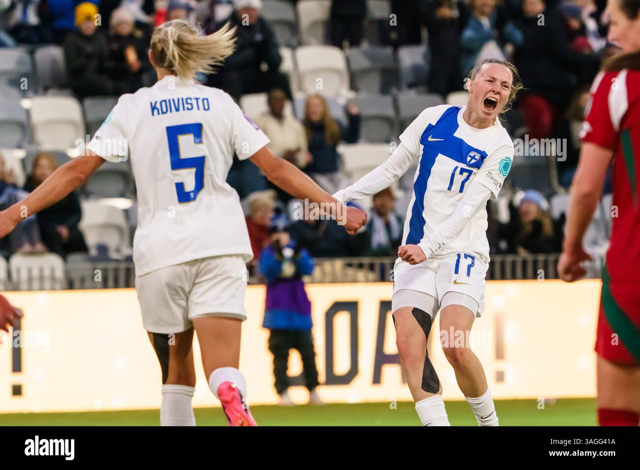 Tampere, Finland. 08th Apr, 2025. Sanni Franssi (R) of Finland ...