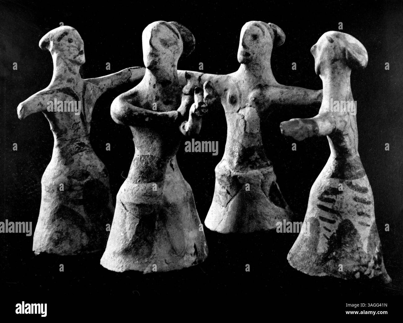 Terracotta figures of women dancing around the lyre player, from ...