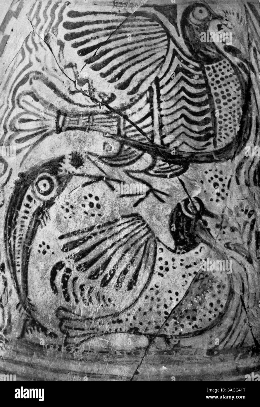 Ancient Greek pot decorated with birds, illustration Stock Photo - Alamy