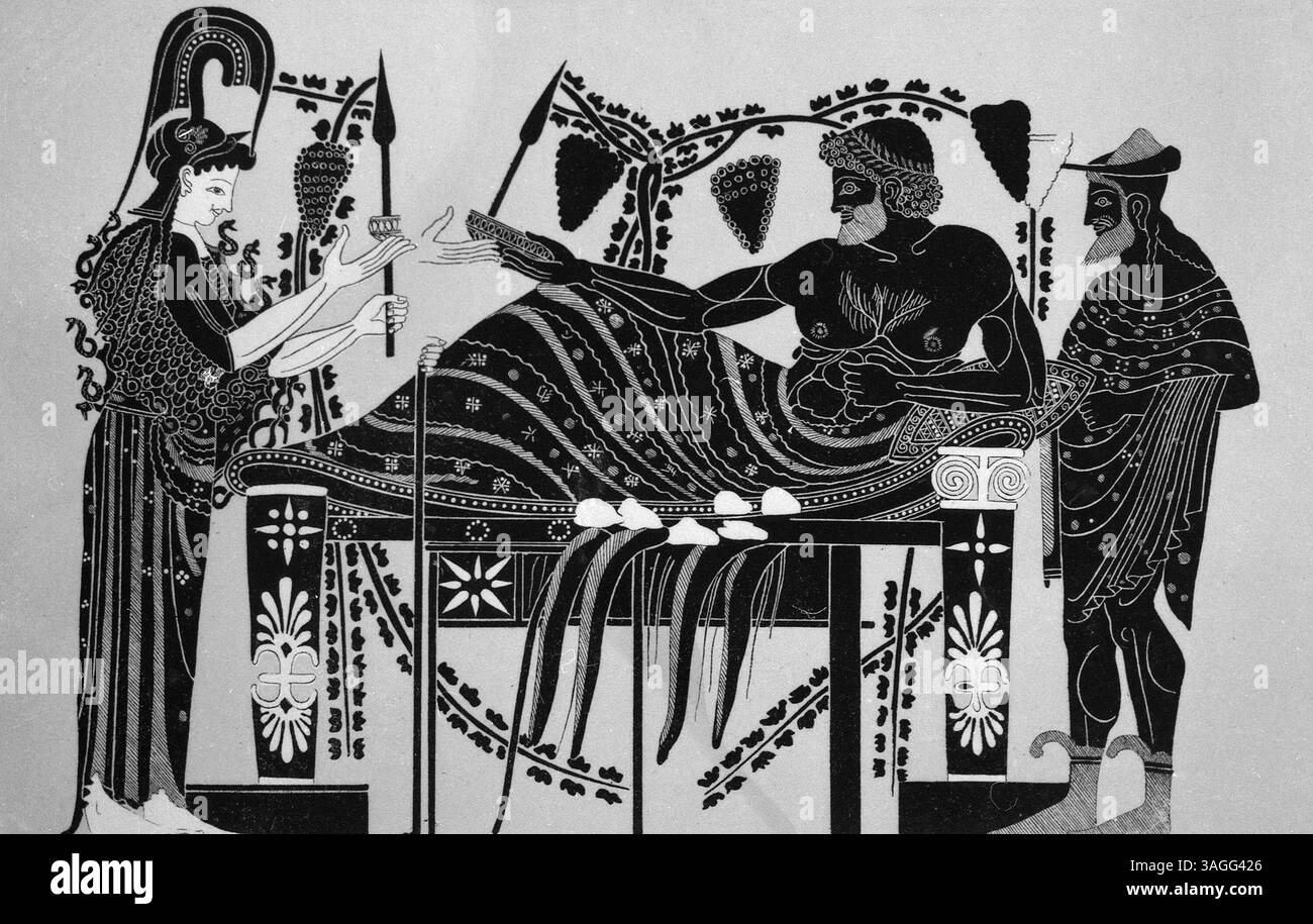 Geryon with Athena and Dionysus, ancient Greek mythological ...