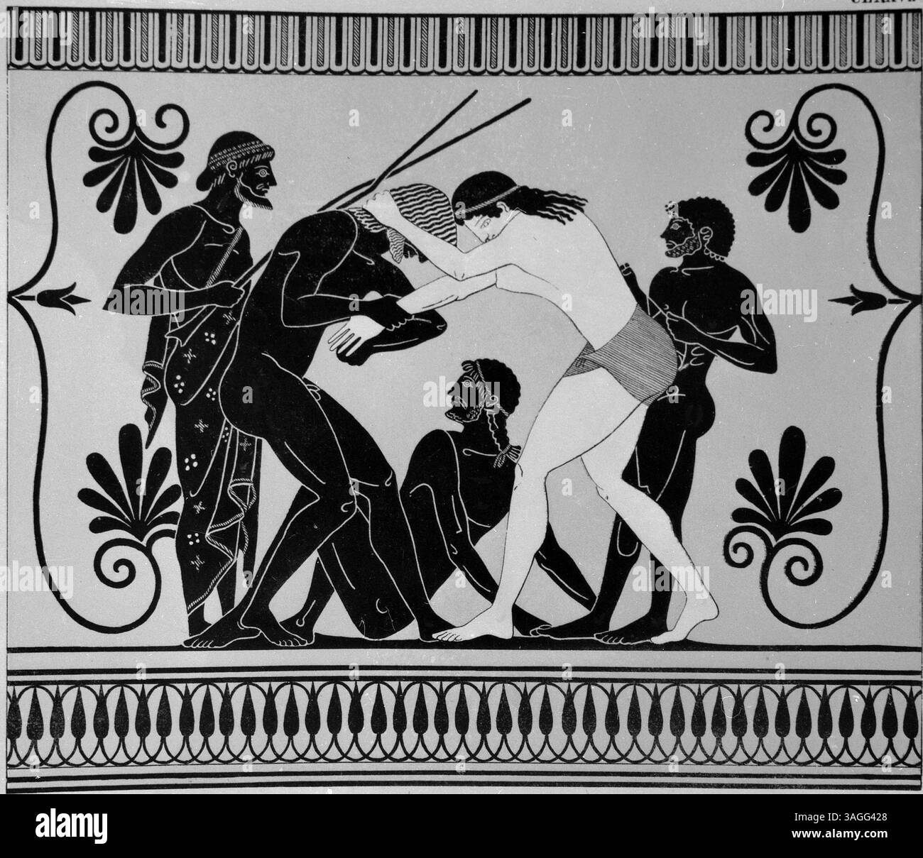 Ancient Greek Olympics figures wrestling, decoration Stock Photo - Alamy