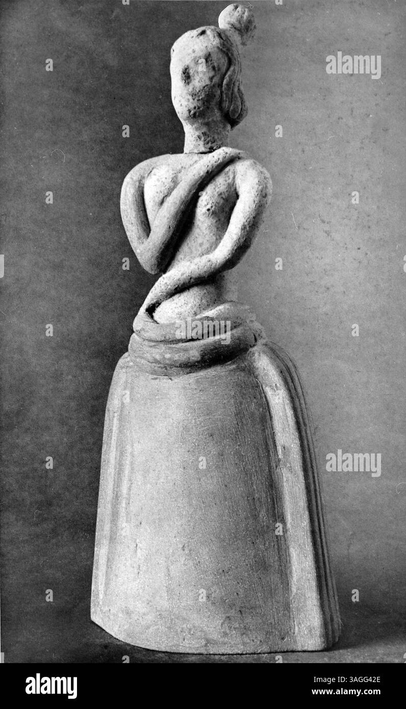 Ancient Greek terracotta figure of woman, from Piskokefalo, Crete Stock ...
