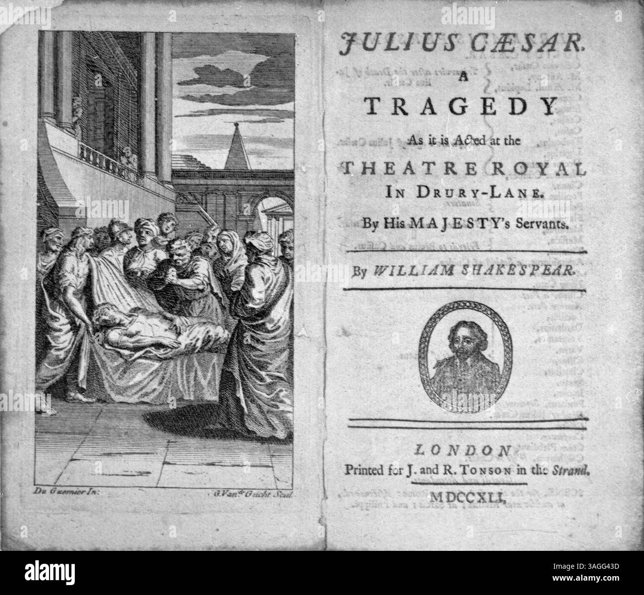 Julius Caesar by W. Shakespeare, frontispiece and title page, 1741 ...