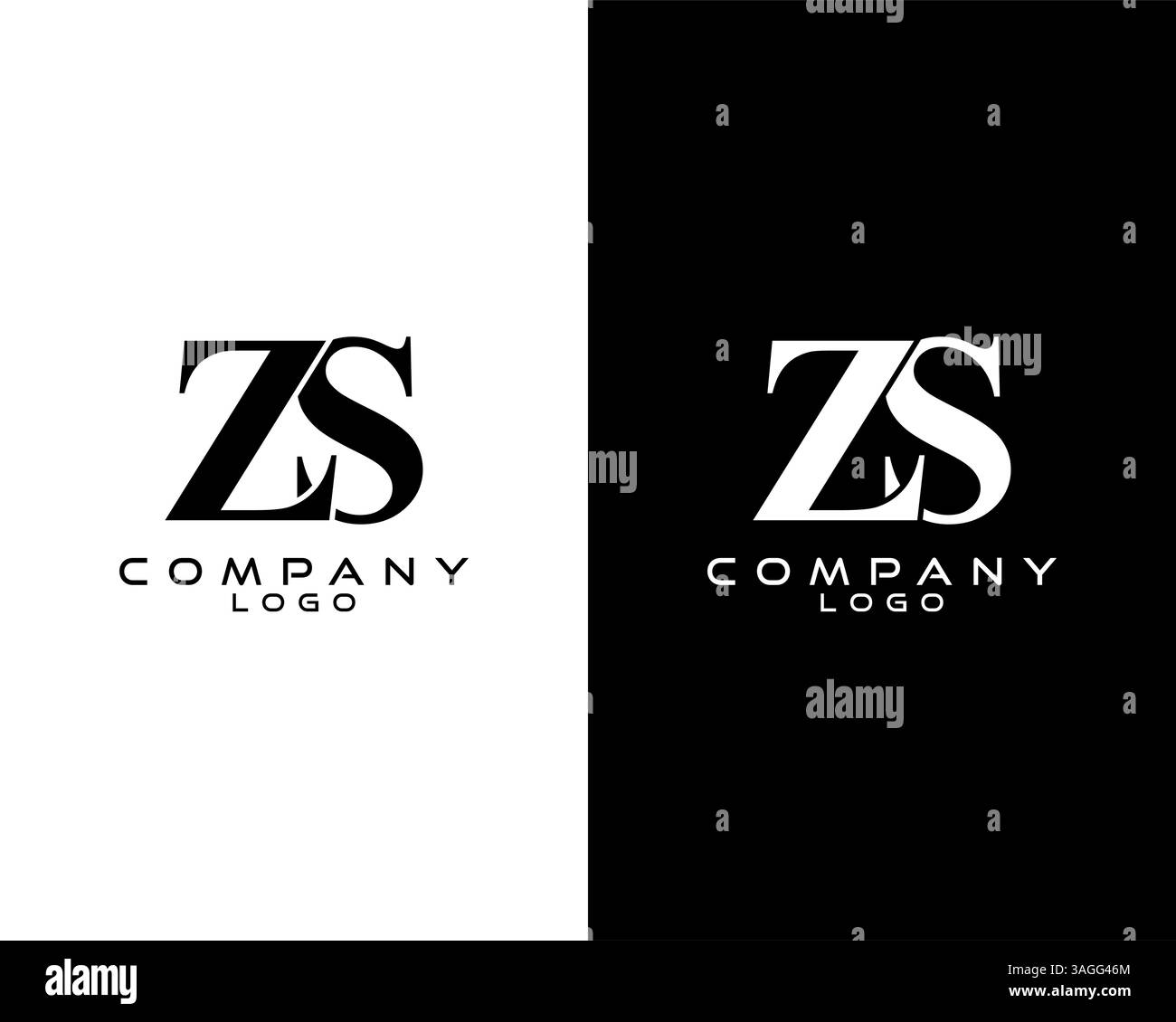 ZS, SZ letter logo black and white color vector for business and company Stock Vector Image ...