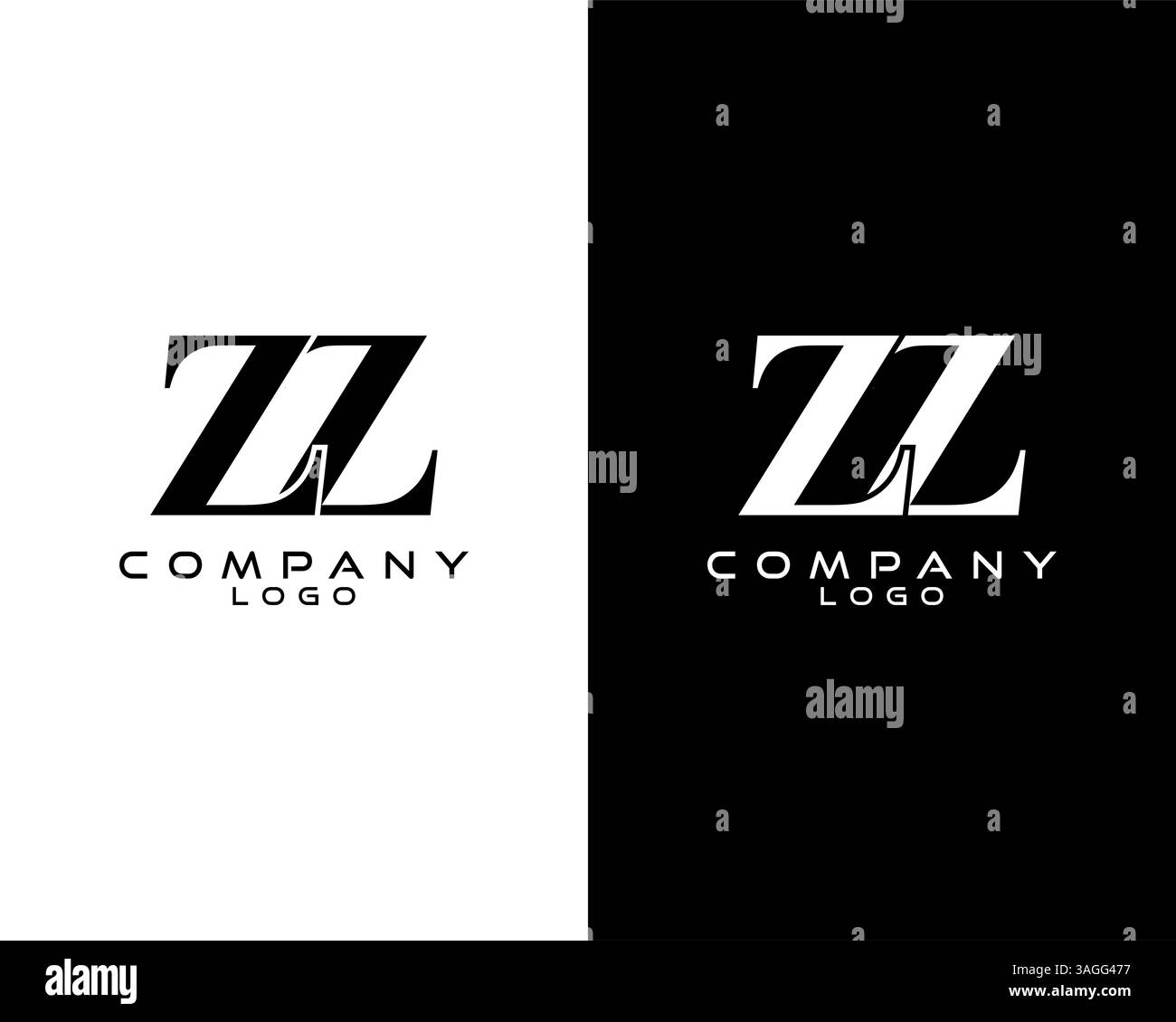 ZZ, Z letter logo black and white color vector for business and company ...