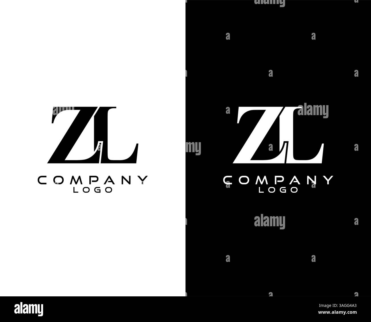 ZL, LZ letter logo black and white color vector for business and ...