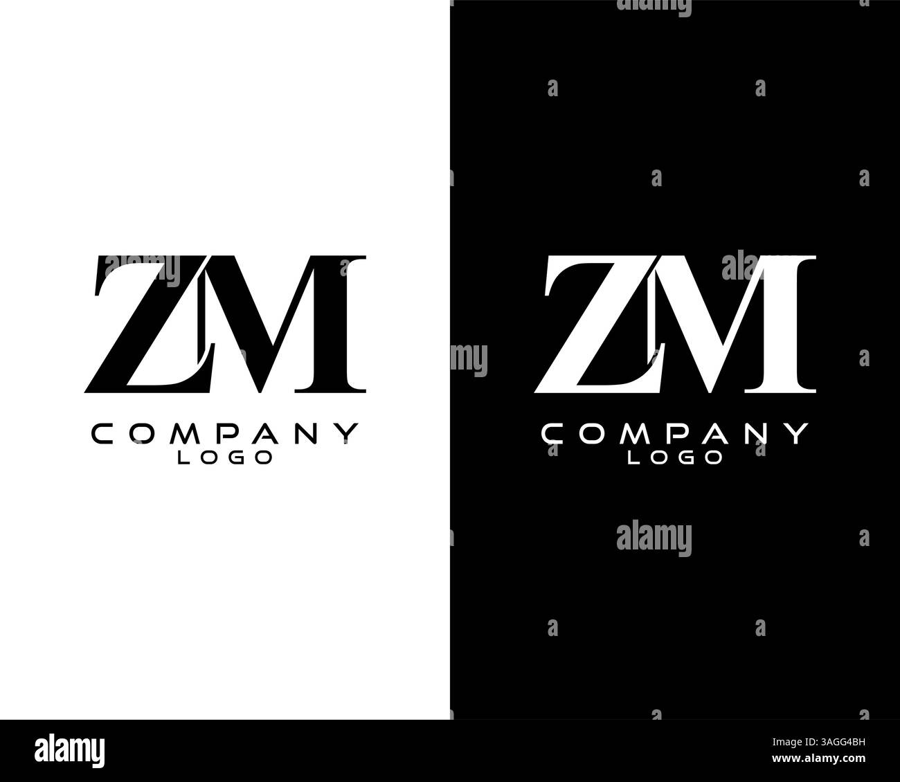 ZM, MZ letters, modern letter logo black and white color vector for business and company Stock ...