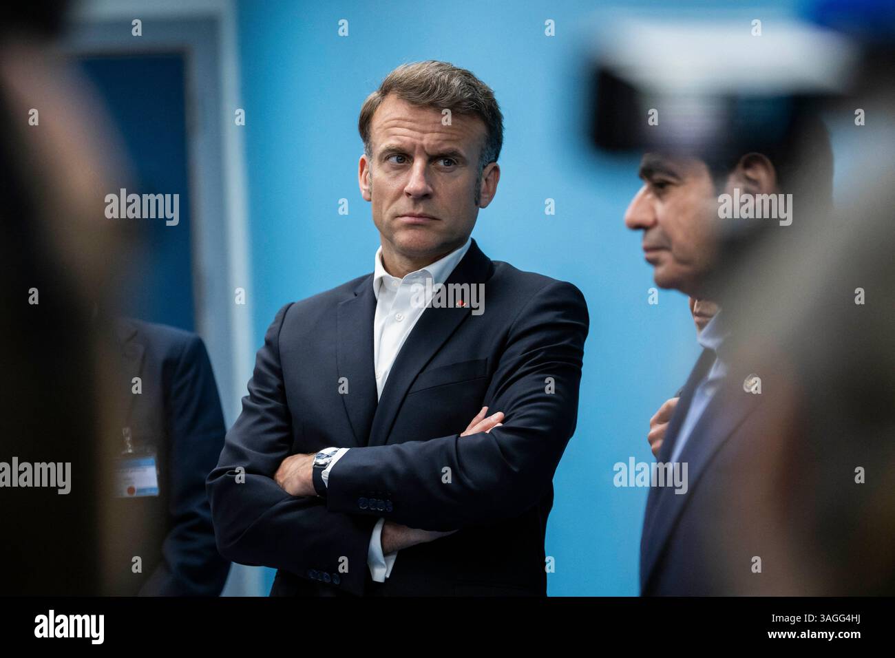 Egypt. 08th Apr, 2025. Portrait French President Emmanuel Macron visits ...