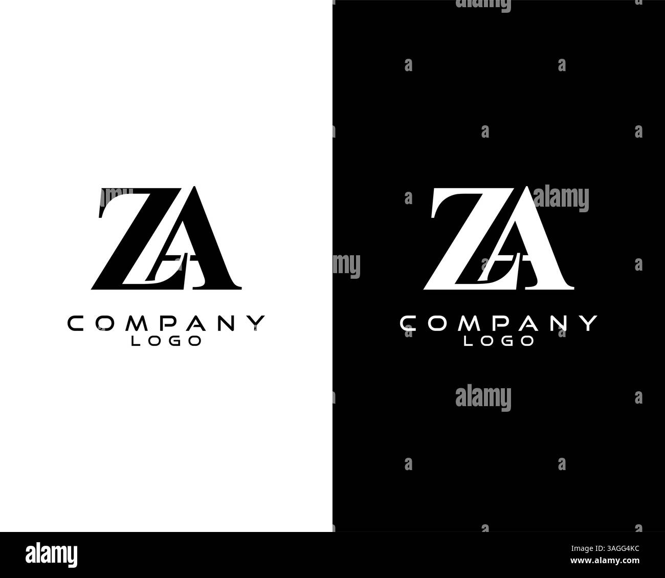 ZA, AZ modern letter logo black and white color vector for business and ...