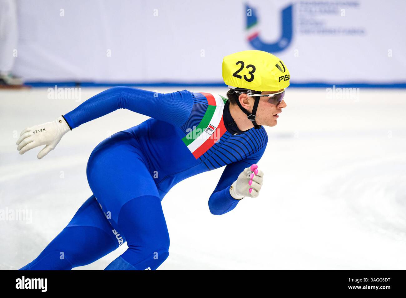 Alessandro Loreggia of Italy seen in action during the Short Track ...
