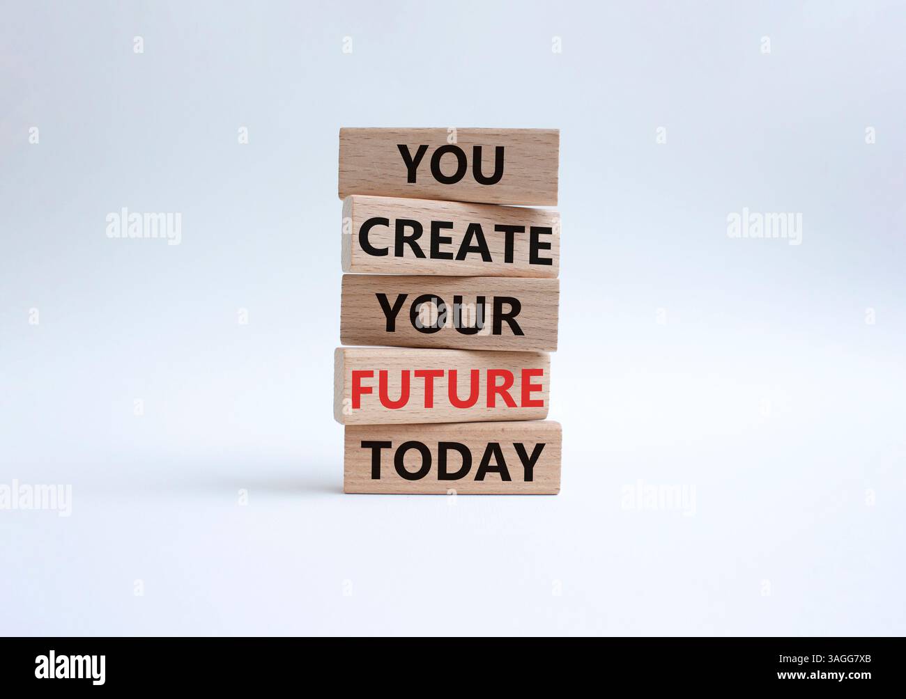 Future and development symbol. Wooden blocks with words You Create your Future today. Beautiful ...
