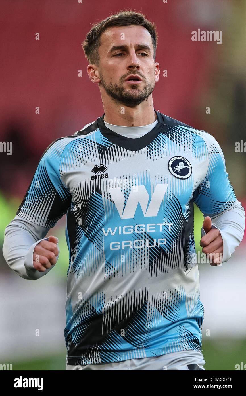 Joe Bryan of Millwall in the pregame warmup session during the Sky Bet ...