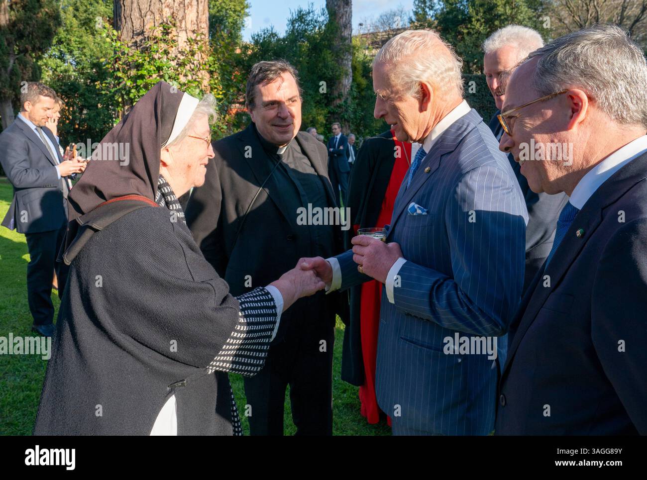 King Charles III meets nun Sister Collette Keane during a reception for ...