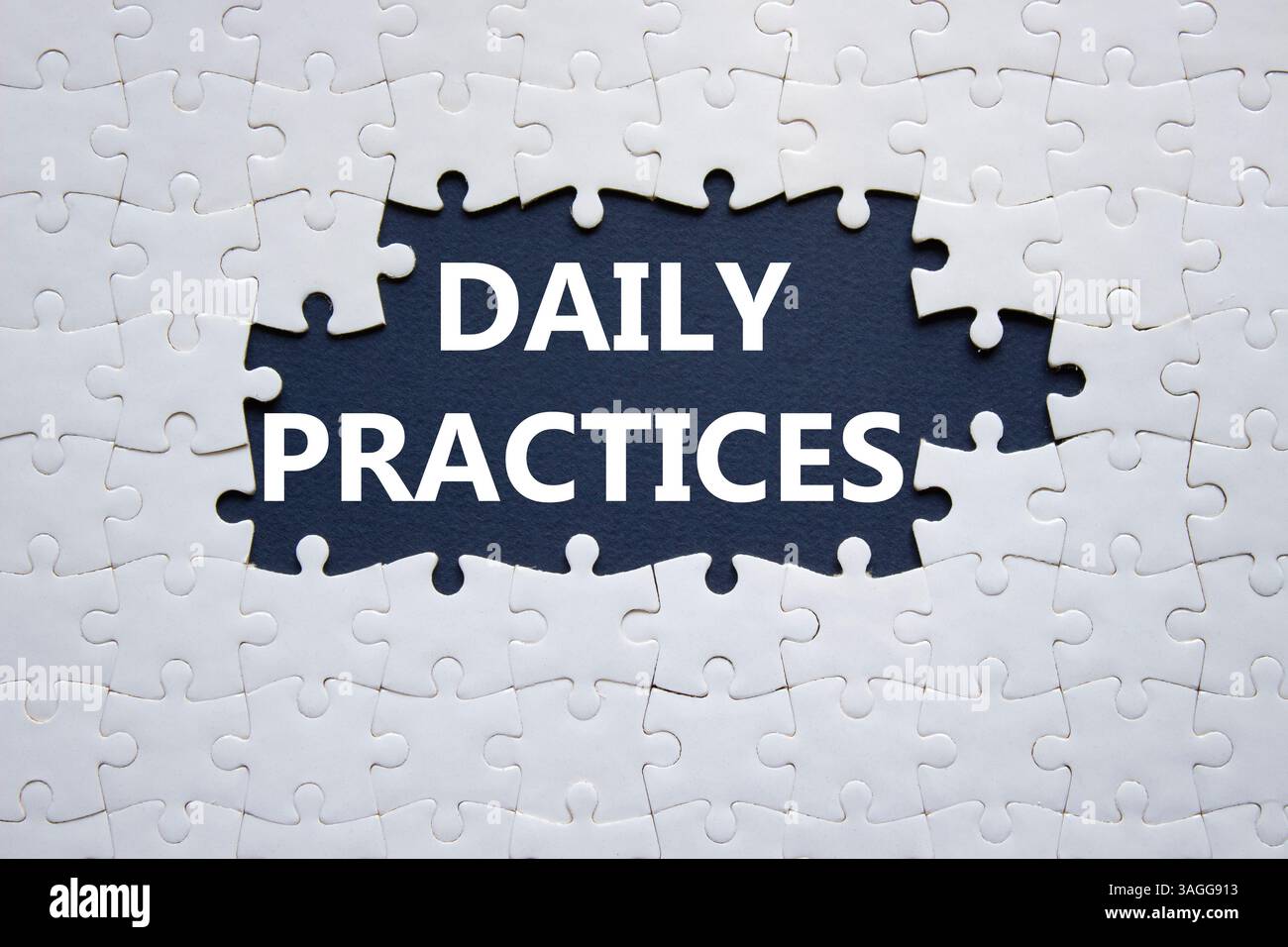 Daily Practices symbol. White puzzle with words Daily Practices ...