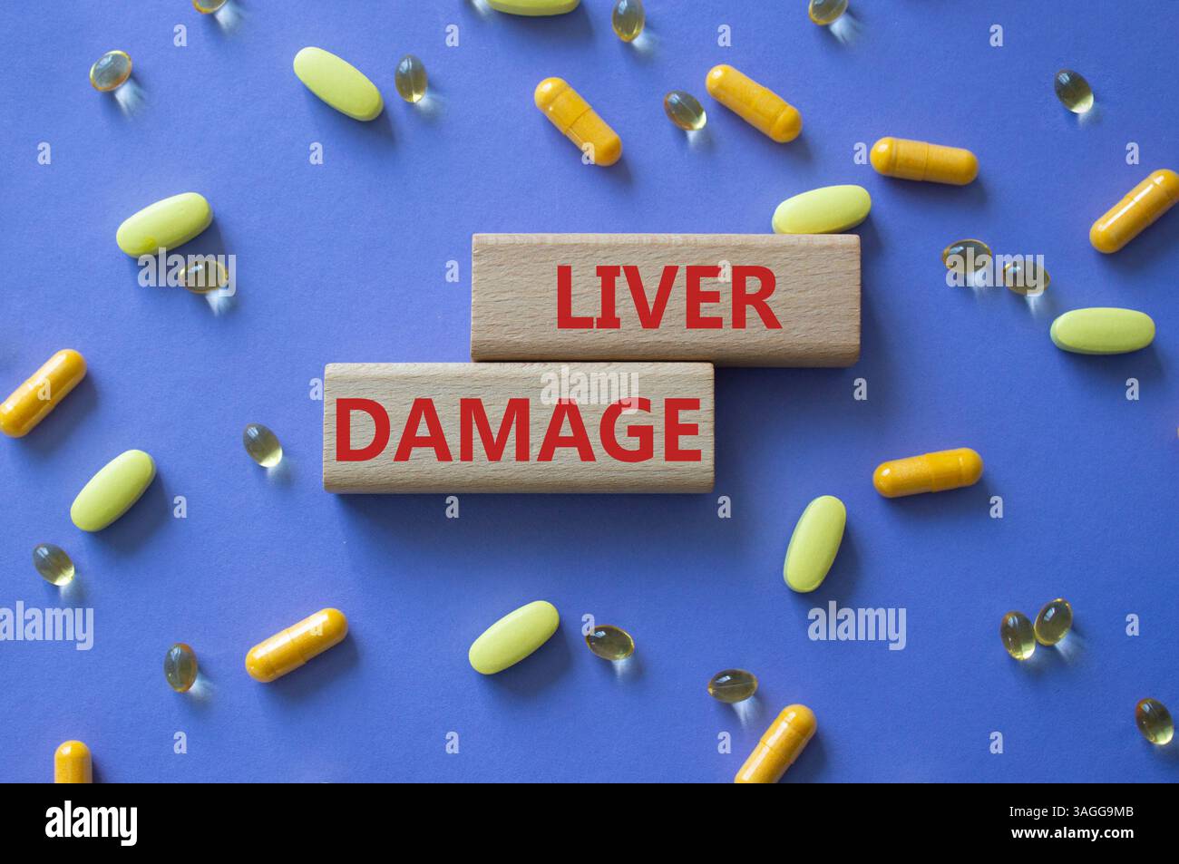 Liver Damage symbol. Concept word Liver Damage on wooden blocks ...