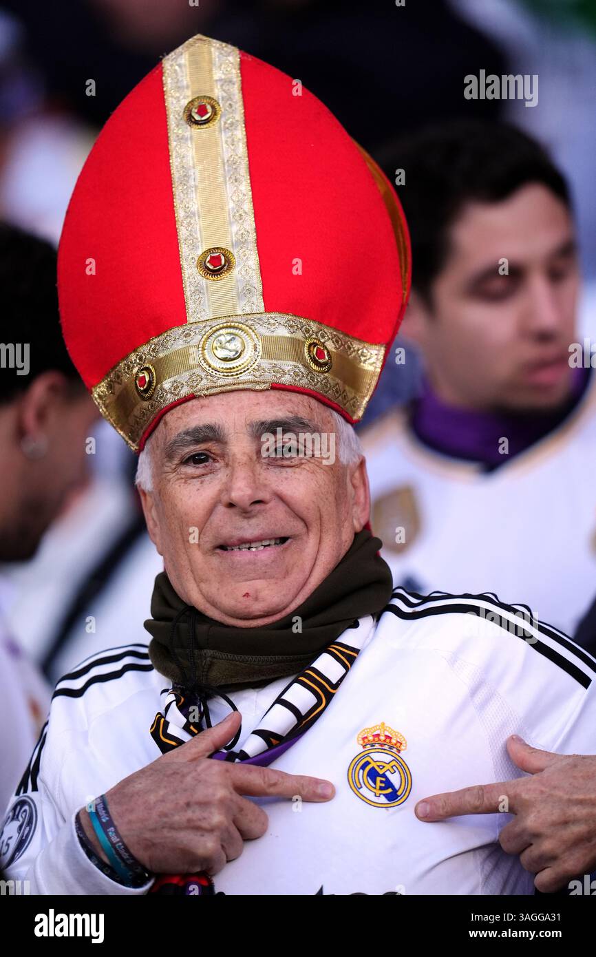 A Real Madrid fan during the UEFA Champions League quarter final, first ...
