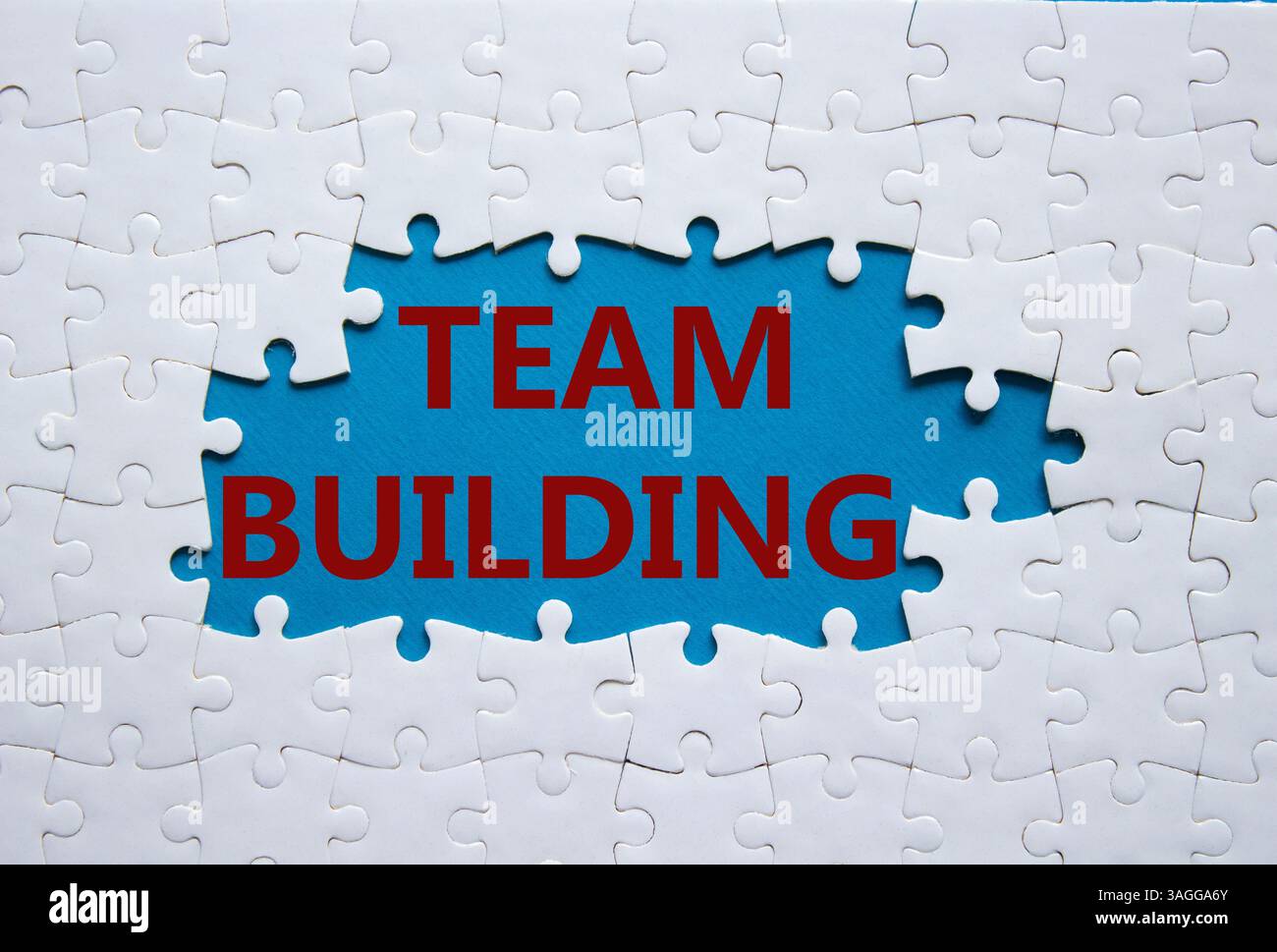 Team Building symbol. Concept word Team Building on white puzzle ...