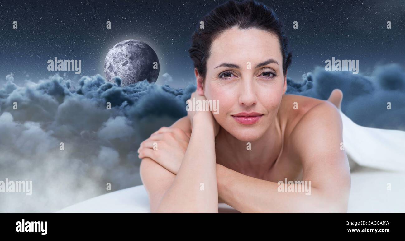 Woman and moon hi-res stock photography and images - Alamy