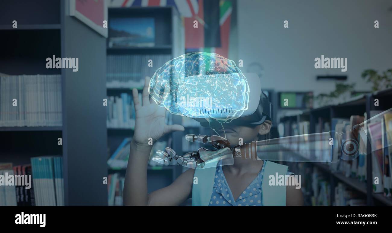 Virtual reality and artificial intelligence concepts over child in ...
