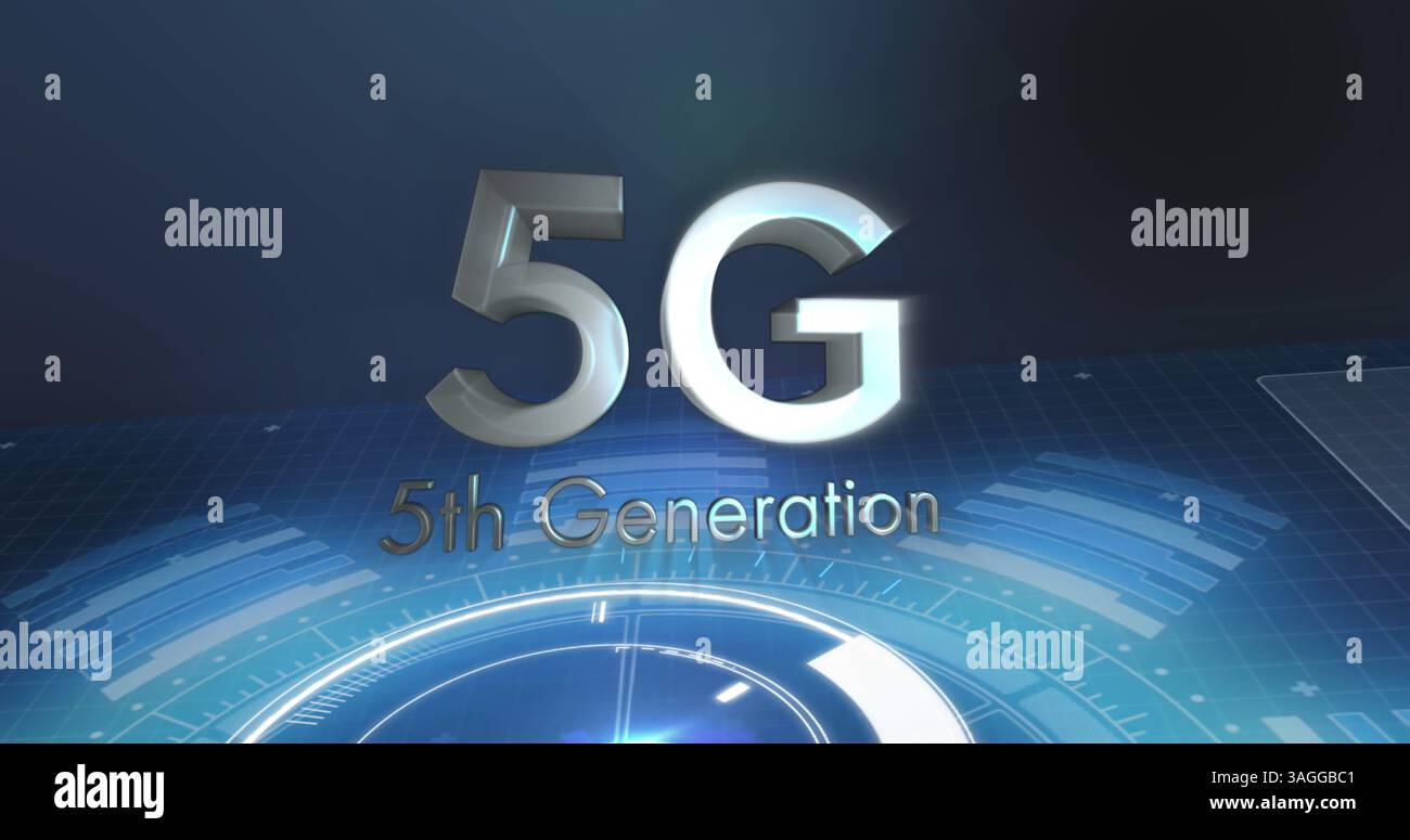 Image of 5g 5th generation text, scope scanning and data processing Stock Photo - Alamy