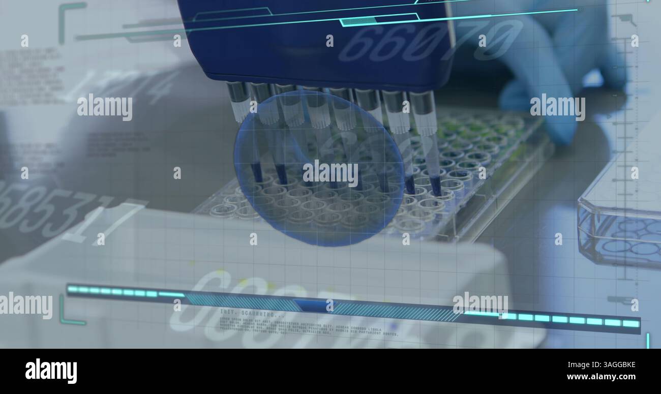 Image of red blood cell and numbers recording over laboratory Stock ...