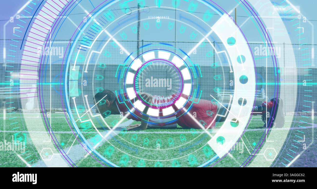 Image of scope scanning over male football player with prosthetic limb ...