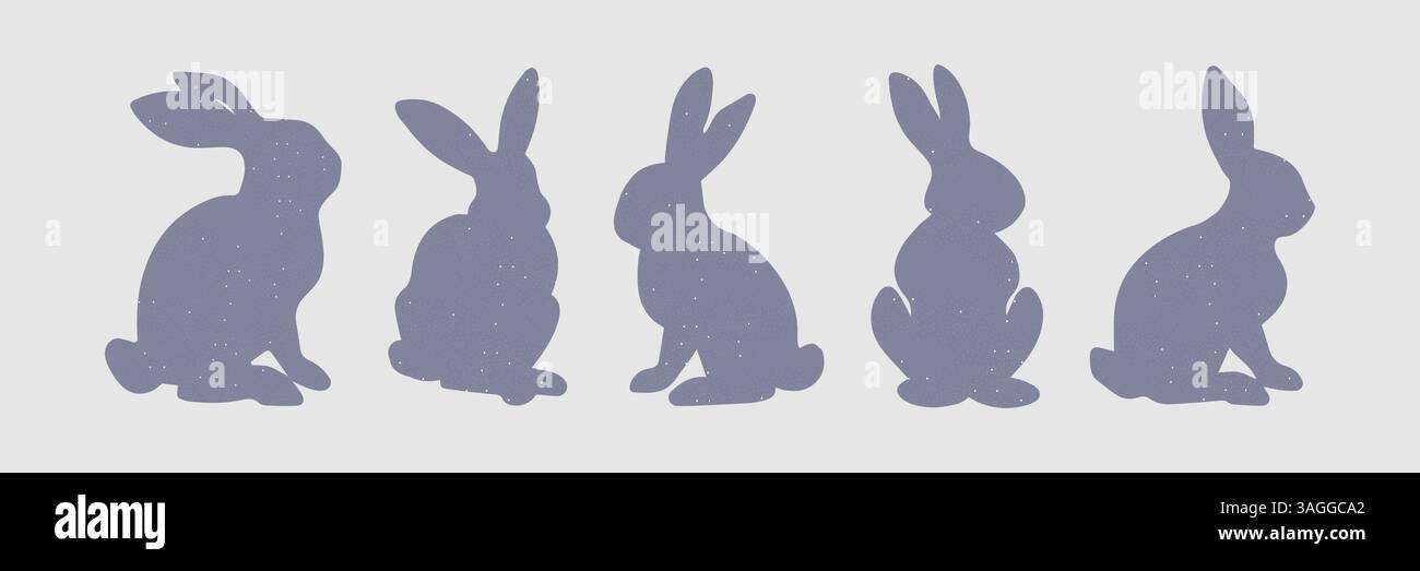 Easter bunny rabbits in different poses.Vector Easter painted rabbit ...
