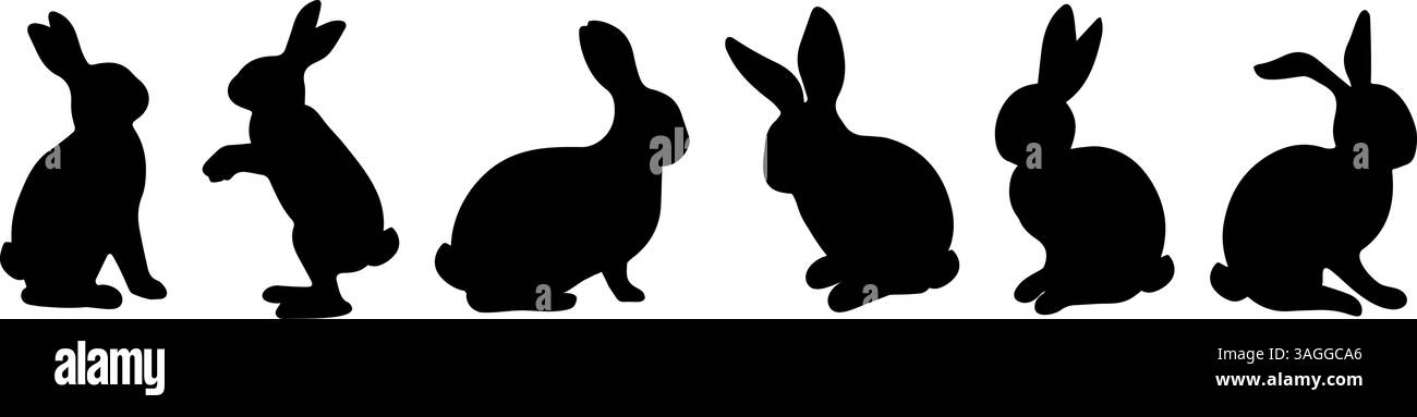 Easter bunny rabbits in different poses.Vector Easter painted rabbit ...