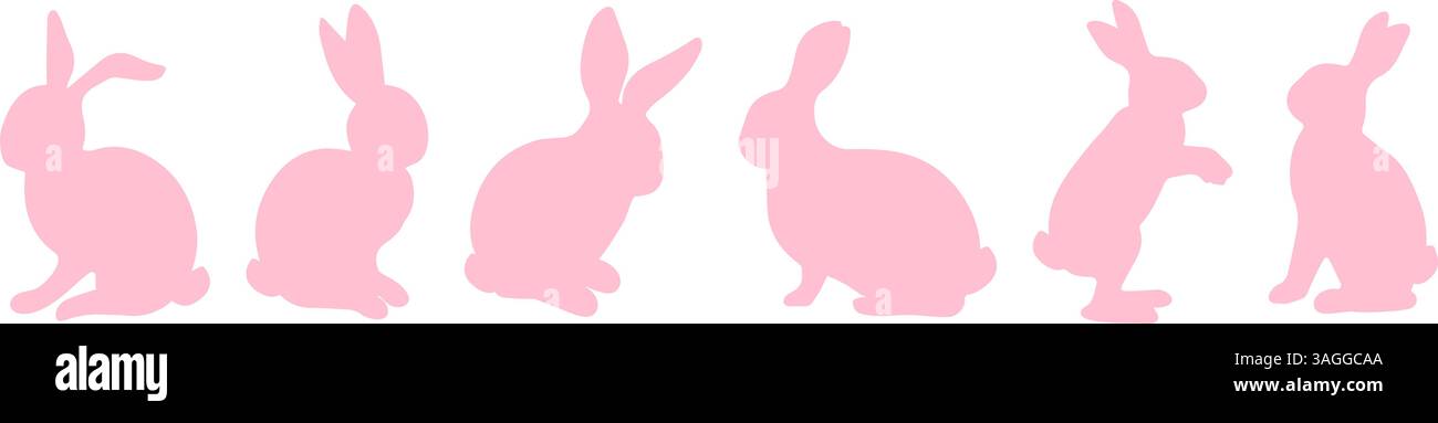 Easter bunny rabbits in different poses.Vector Easter painted rabbit ...