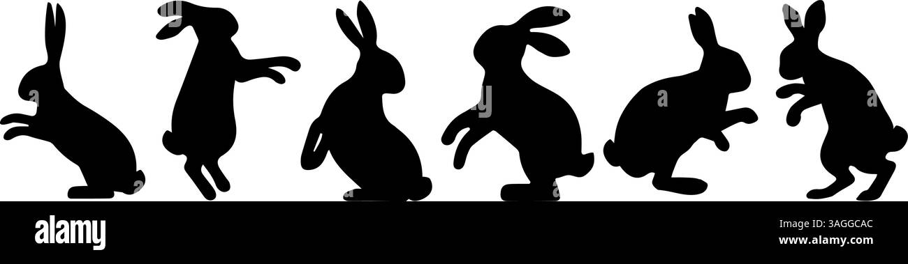 Easter bunny rabbits in different poses.Vector Easter painted rabbit ...