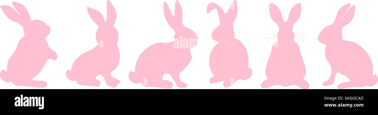 Easter bunny rabbits in different poses.Vector Easter painted rabbit ...