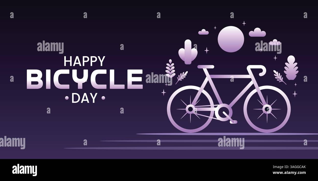 Purple Bicycle Day: Abstract Ride & Lunar Theme Stock Vector Image ...