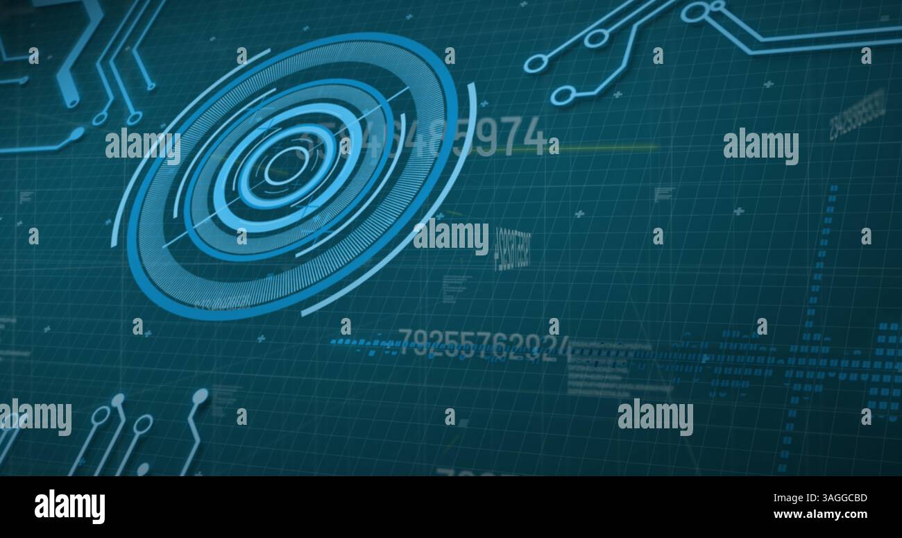 Image of scope scanning, numbers changing and data processing Stock Photo - Alamy