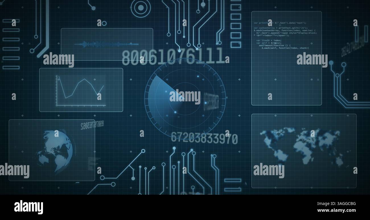 Image of scope scanning, numbers changing and data processing Stock Photo - Alamy