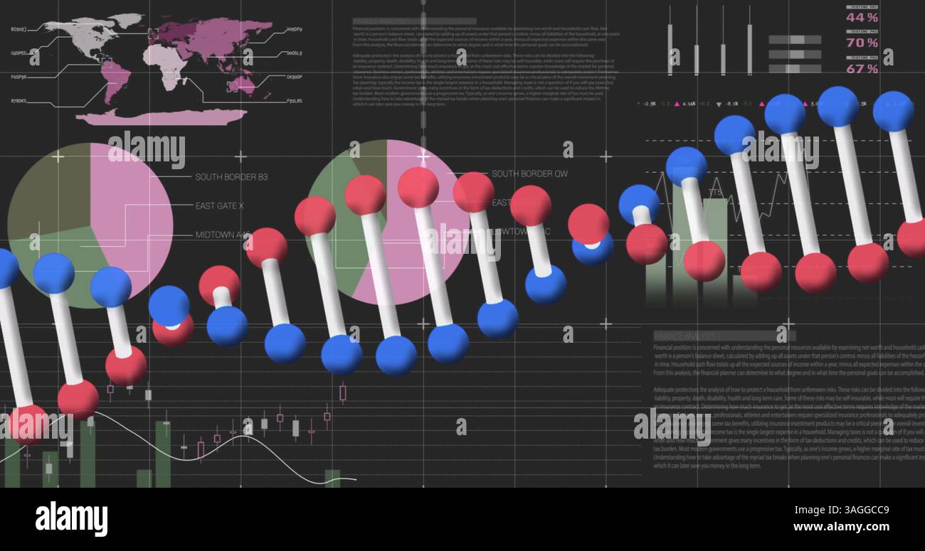 Image of dna strand over statistics Stock Photo - Alamy