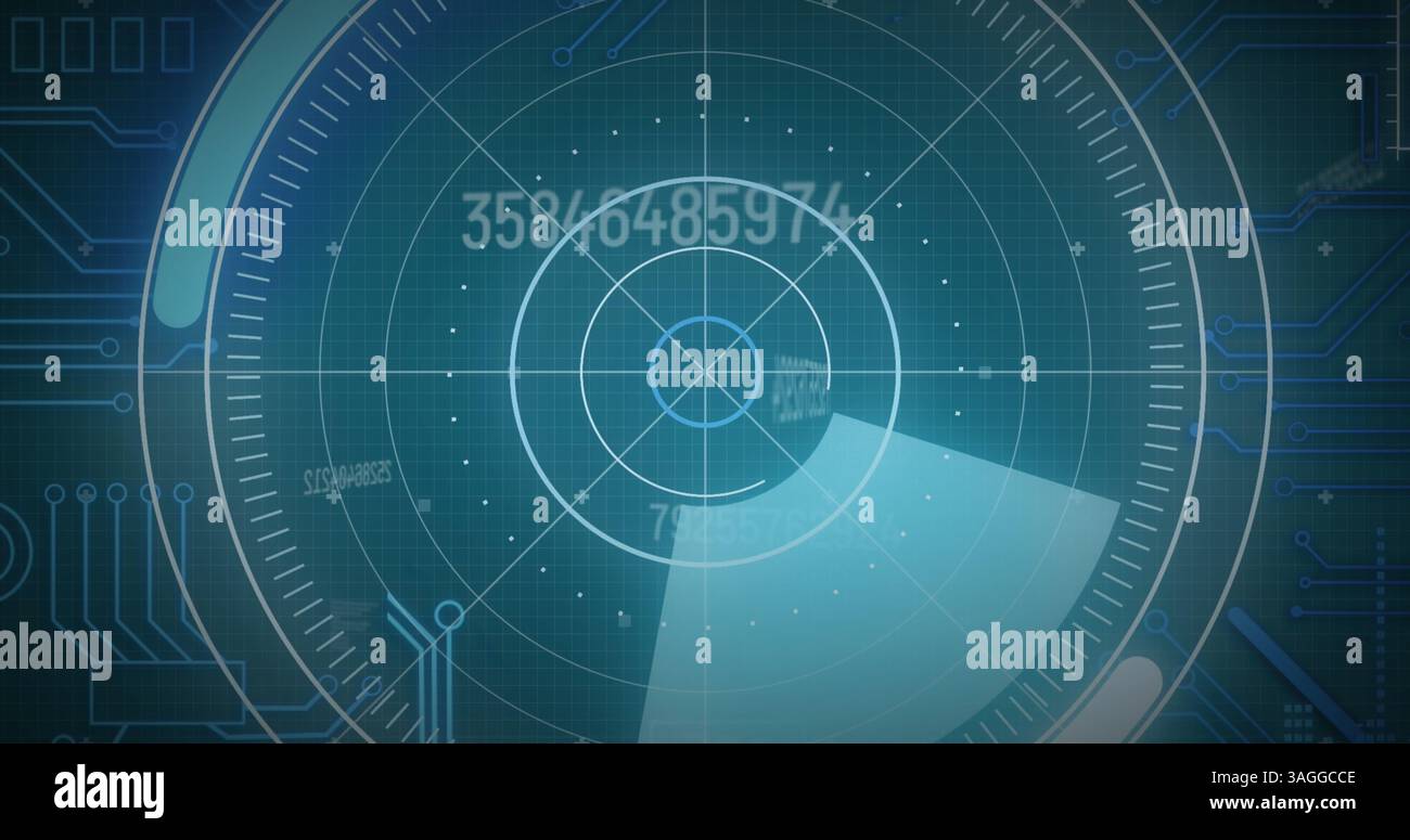 Image of scope scanning, numbers changing and data processing Stock Photo - Alamy