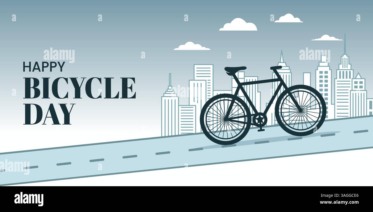 Urban Bicycle Day: City Ride & Classic Bike Illustration Stock Vector ...