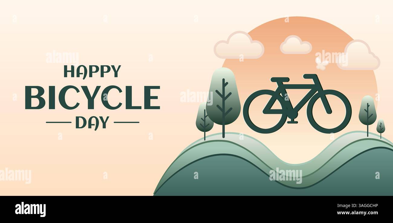 Whimsical Bicycle Day Banner: Nature Ride & Celebration Stock Vector ...
