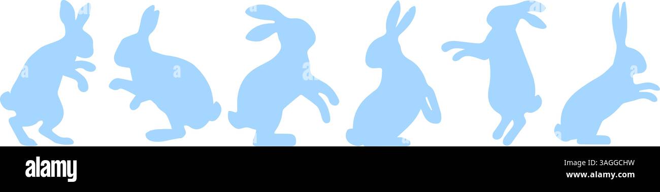 Easter bunny rabbits in different poses.Vector Easter painted rabbit ...