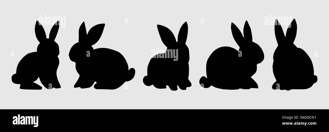 Easter bunny rabbits in different poses.Vector Easter painted rabbit ...
