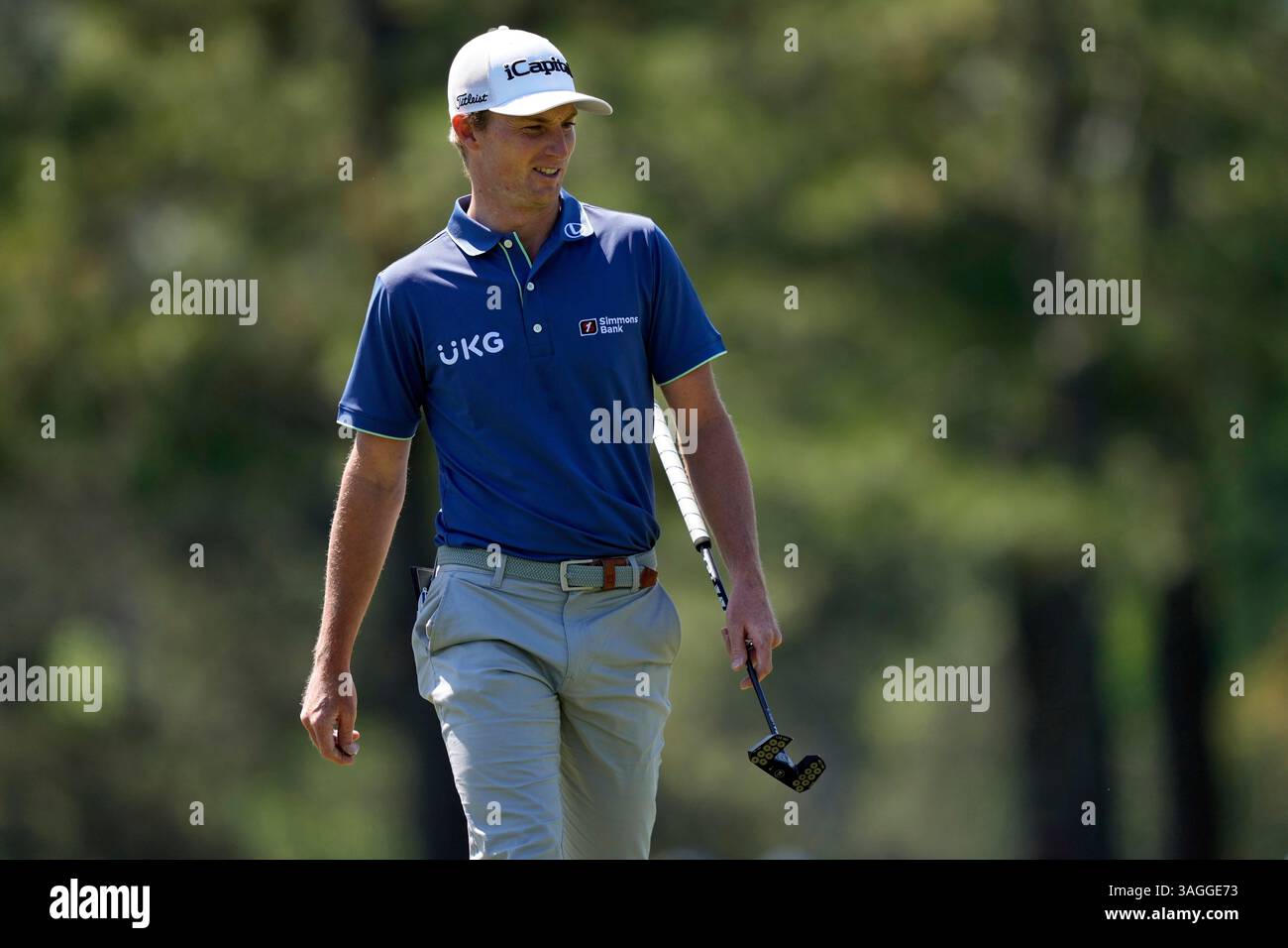 Will Zalatoris walks up the 17th green during a practice round at the ...