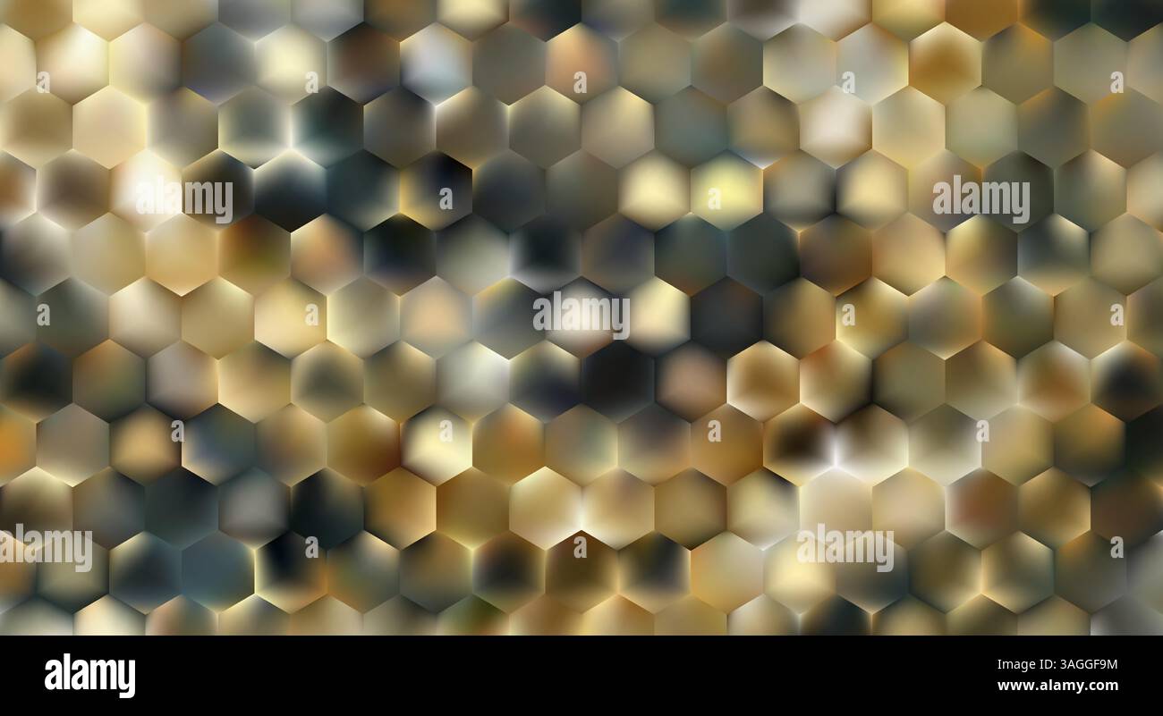 Golden abstract hexagon mosaic background. Glowing gold honeycomb ...