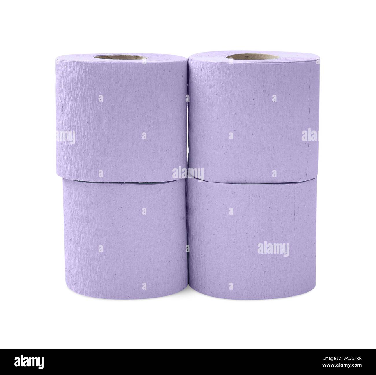 Violet toilet paper rolls isolated on white Stock Photo - Alamy