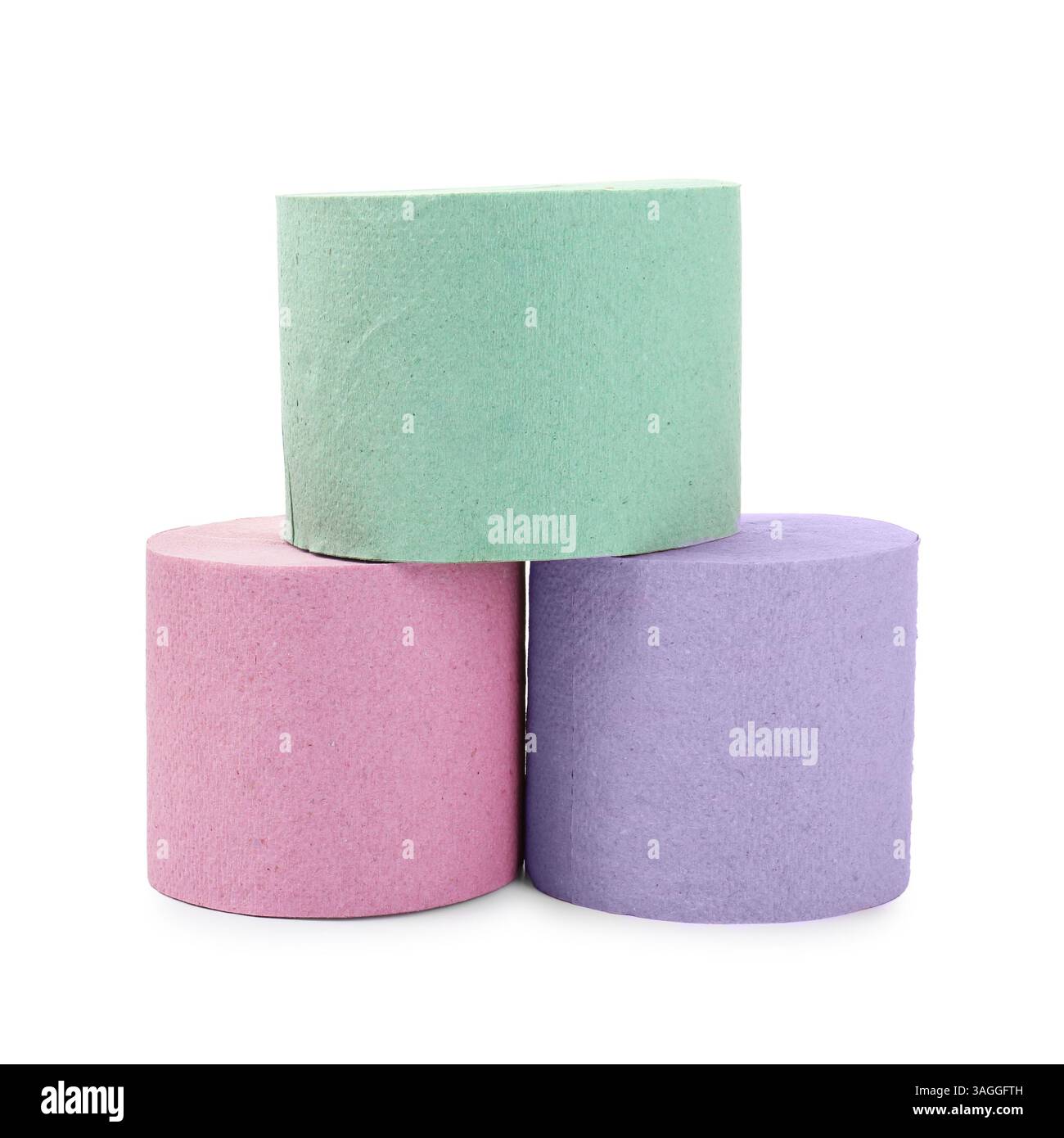 Colorful toilet paper rolls isolated on white Stock Photo - Alamy