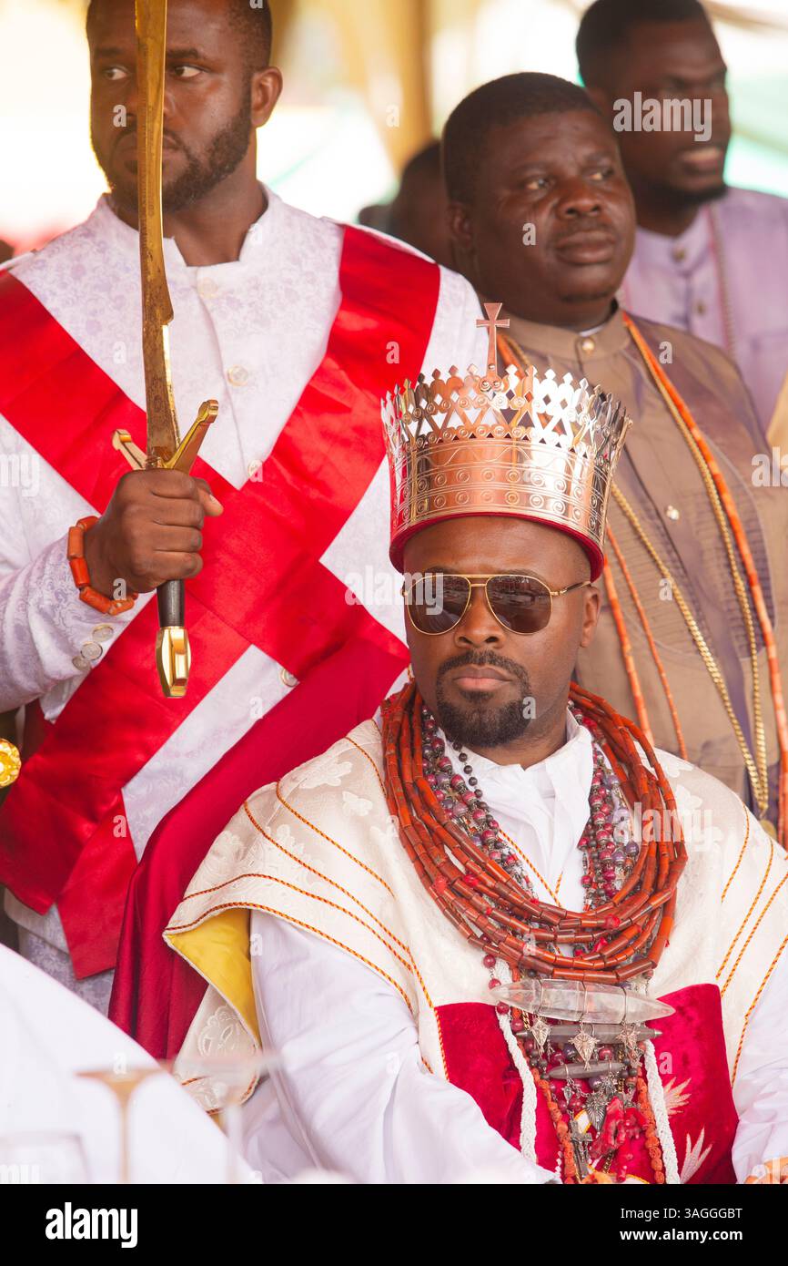 Olu of Warri, Ogiame Atuwatse III, at the Coronation Ceremony of ...